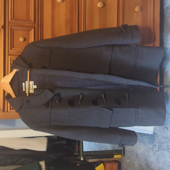 Jos. A. Bank | Jackets & Coats | Dark Grey Hooded Duffel Coat With Horn ...
